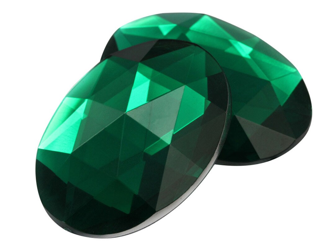 Green Emerald Flat Back Acrylic Oval Jewels Plastic Rhinestones Cosplay ...