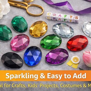 4PCS 40x30mm Large Flat Back Acrylic Oval Jewels Cosplay Embellishments ...