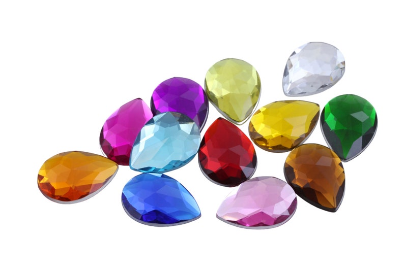Blue Sapphire Flat Back Teardrop Acrylic Rhinestones Plastic Gems ...