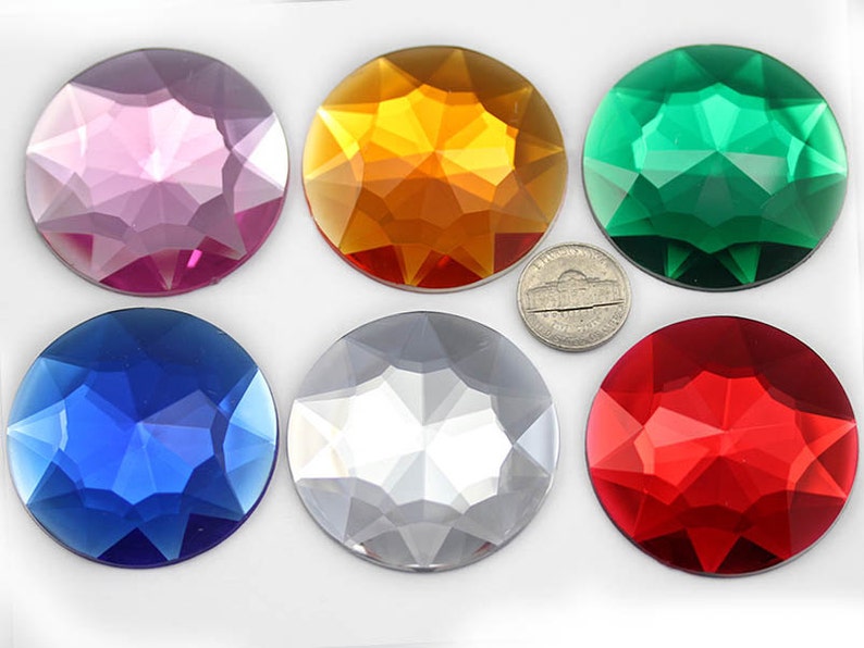 Large Green Emerald H106 Flat Back Round Acrylic Rhinestones - Etsy