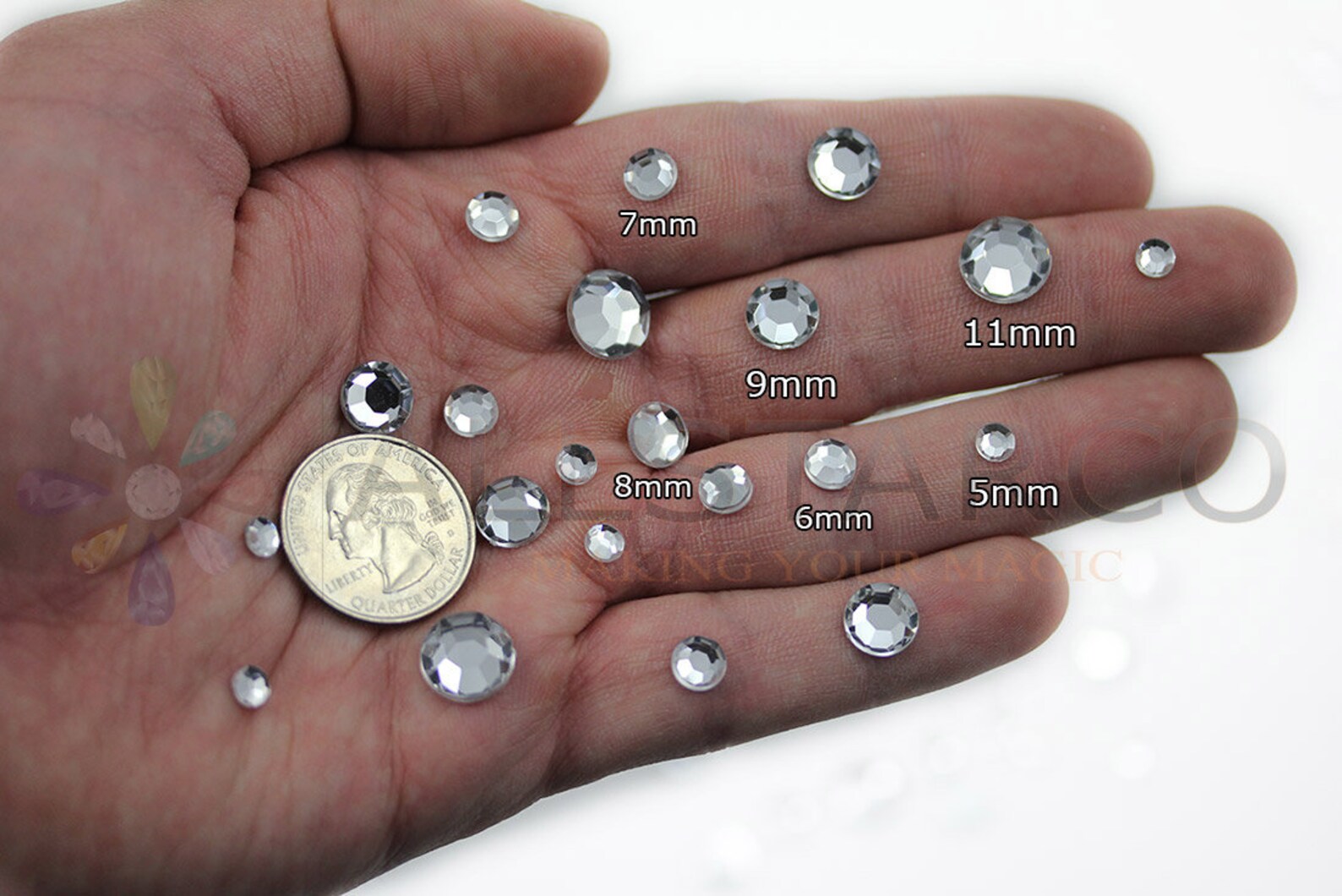 250PCS Crystal Clear Acrylic Stick on Triangle Rhinestones Self ...