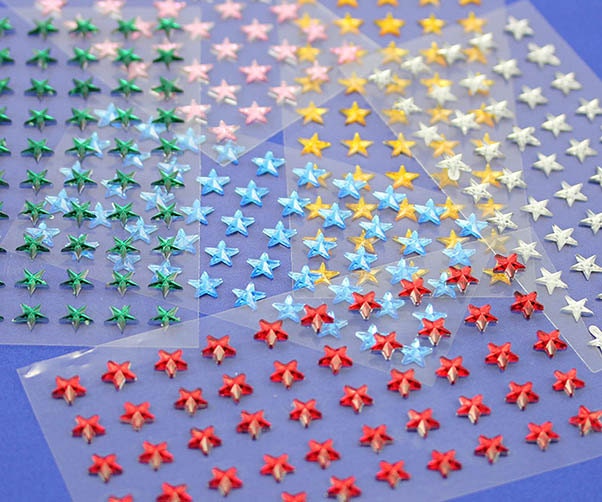 250 PCS Crystal Clear Acrylic Stick on Star Rhinestones Self Adhesive ...