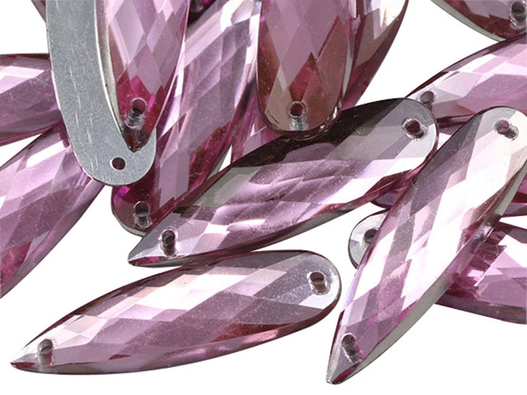 28x8mm Lt. Pink Flat Back Teardrop Sew on Beads for Crafts Plastic ...