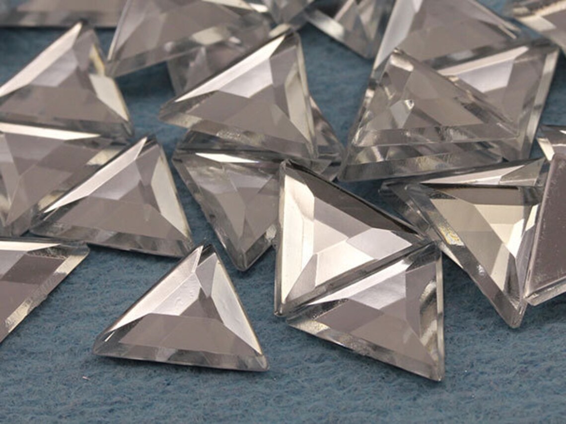 250PCS Crystal Clear Acrylic Stick on Triangle Rhinestones Self ...