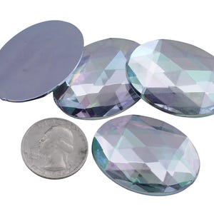 4PCS 40x30mm Large Flat Back Acrylic Oval Jewels Cosplay Embellishments ...