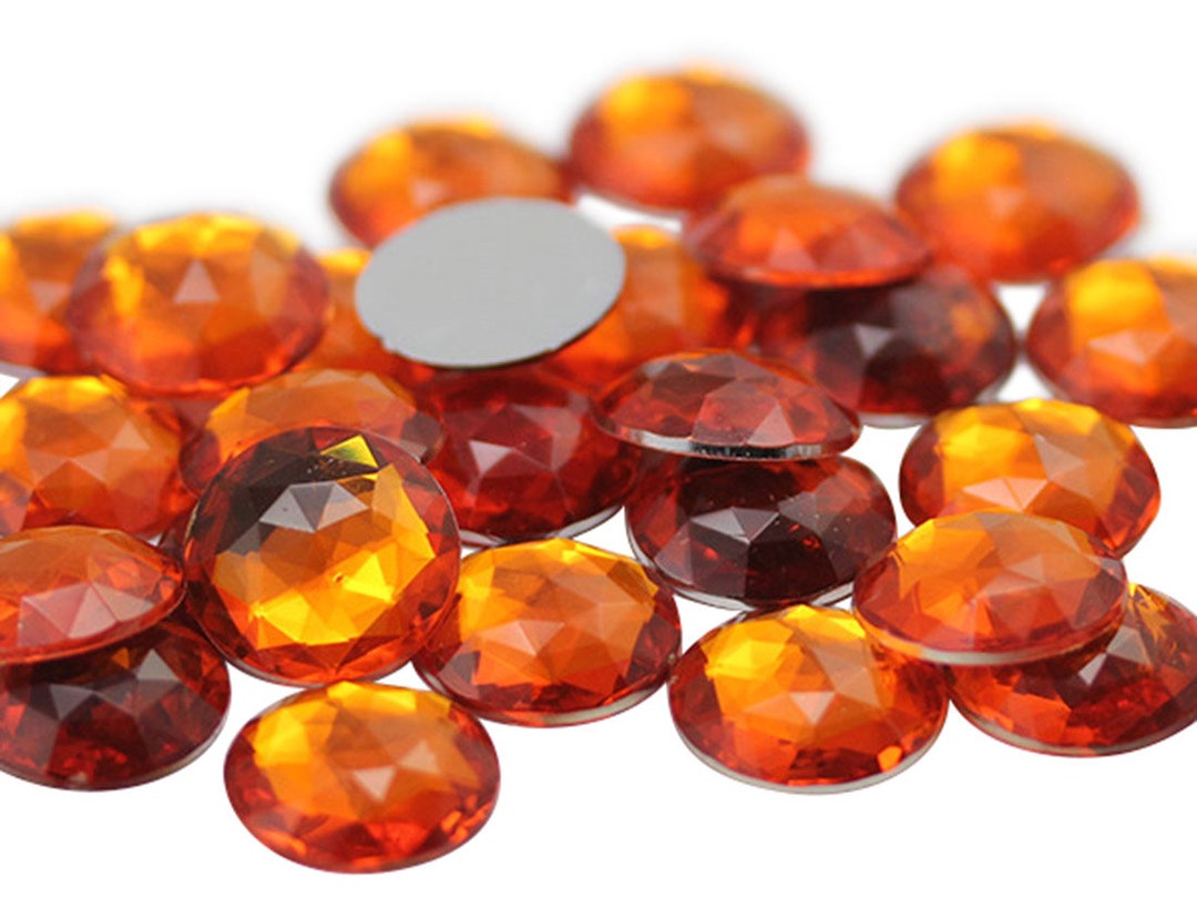 Orange Hyacinth Flat Back Round Acrylic Rhinestones Plastic Gems ...