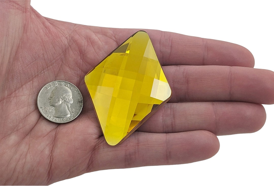 Extra Large Gold Topaz Flat Back Diamond Acrylic Rhinestones Plastic ...