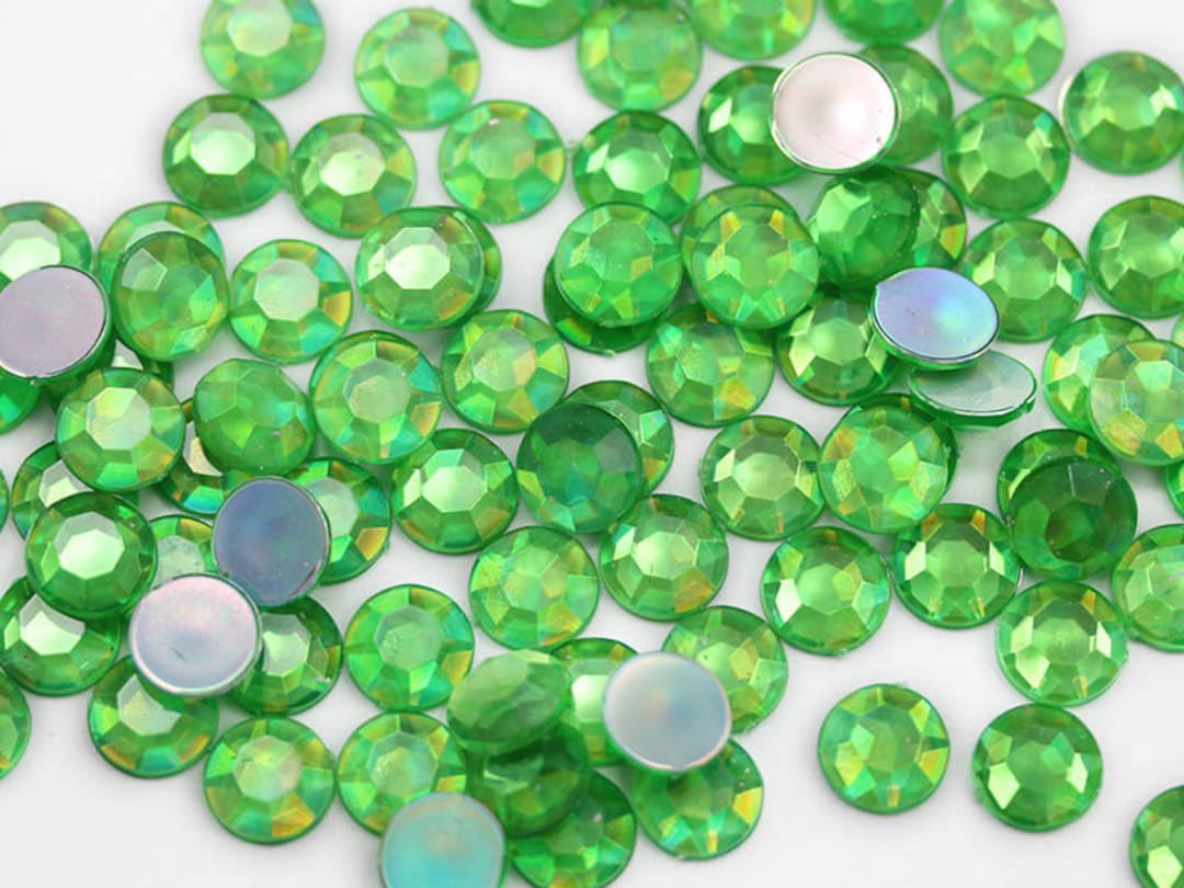 1000pcs SS34 Acrylic Rhinestones Flat Back Green Peridot AB ...
