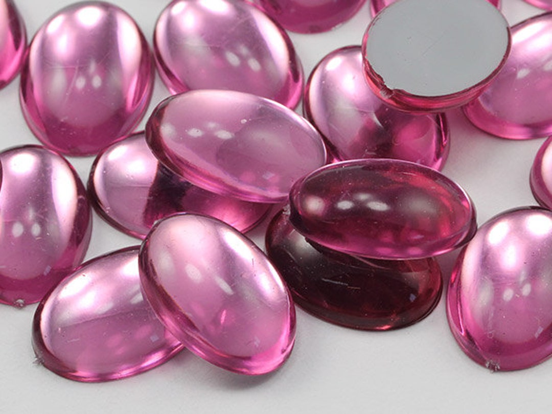 Pink Light Rose RS72 Flat Back Oval Acrylic Pearl Cabochons Plastic ...