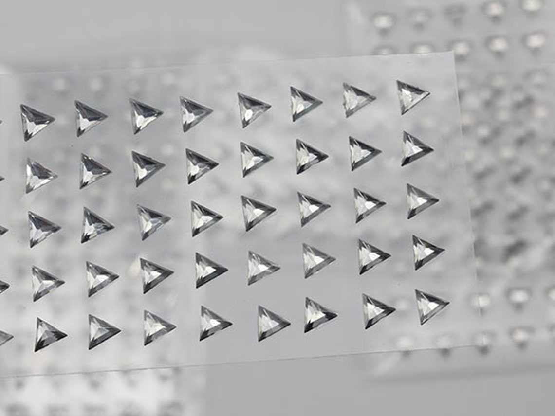 250PCS Crystal Clear Acrylic Stick on Triangle Rhinestones Self ...