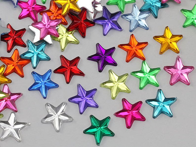 Crystal AB Star Rhinestones Embellishments 15mm 25mm Flat Back Acrylic ...