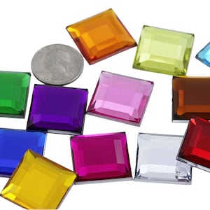 Assorted Colors Flat Back Square Acrylic Jewels Plastic Rhinestones ...