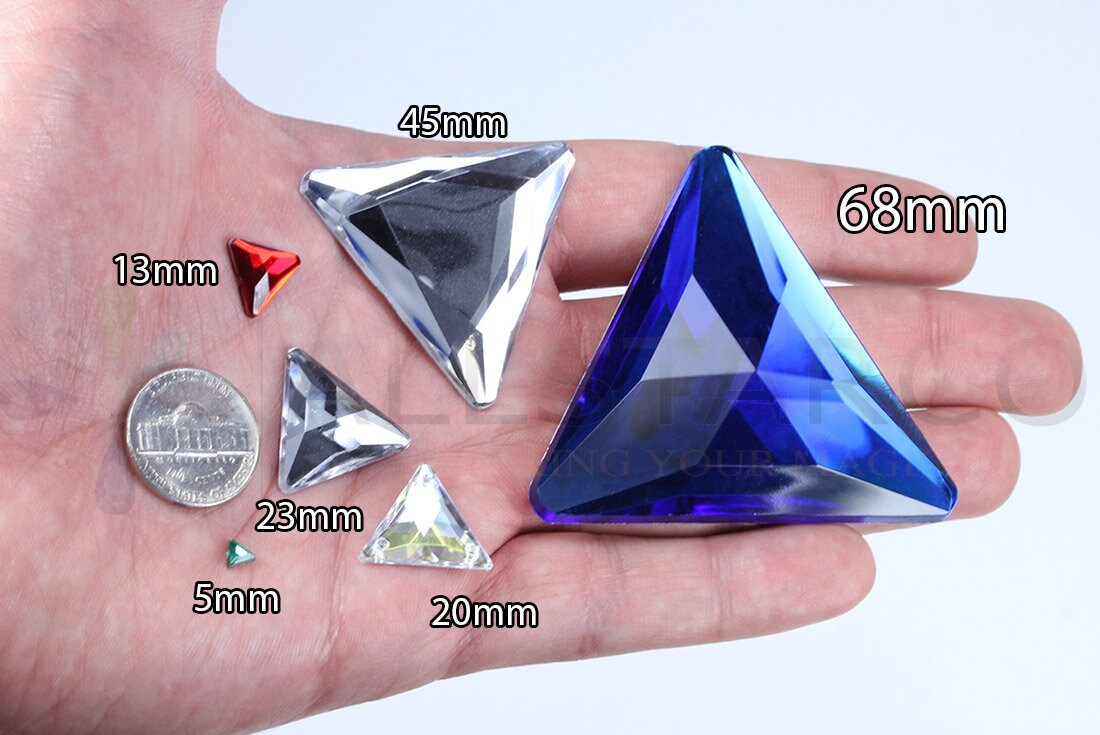 250PCS Crystal Clear Acrylic Stick on Triangle Rhinestones Self ...