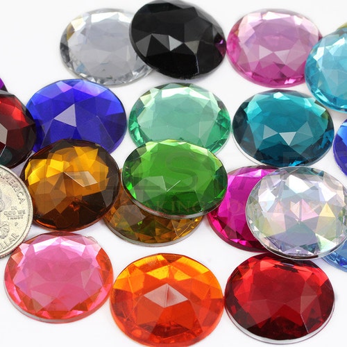 Assorted Colors Round Jewels High Quality Flat Back Round | Etsy