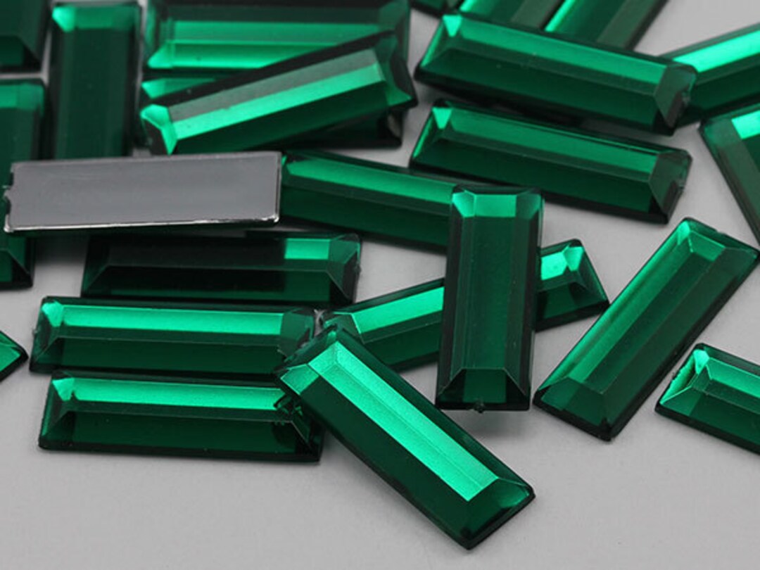 22x7mm Emerald MD. Flat Back Baguette Loose Acrylic Jewels High Quality ...