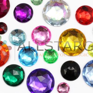 Assorted Colors Round Jewels High Quality Flat Back Round Plastic Gems ...
