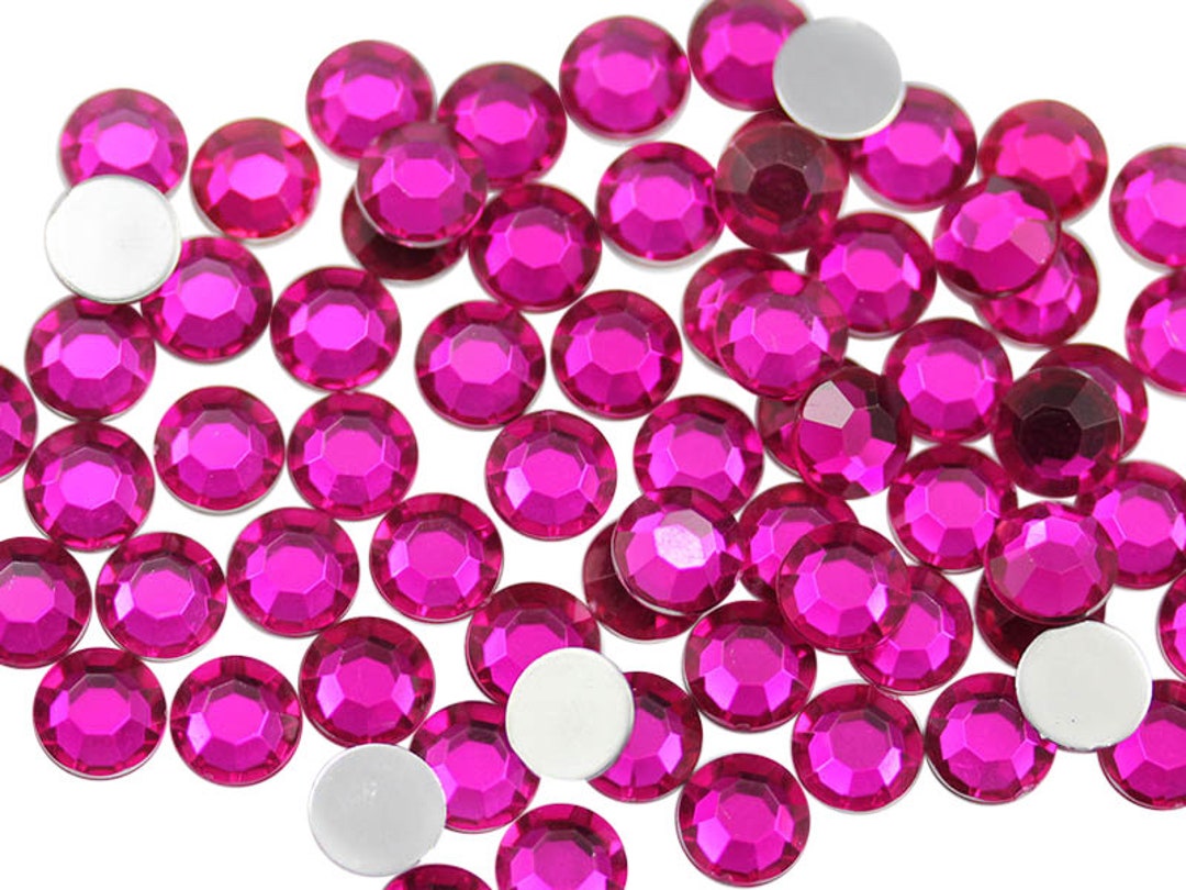 1000pcs Acrylic Rhinestones Flat Back Pink Fuchsia Scrapbooking Jewelry ...