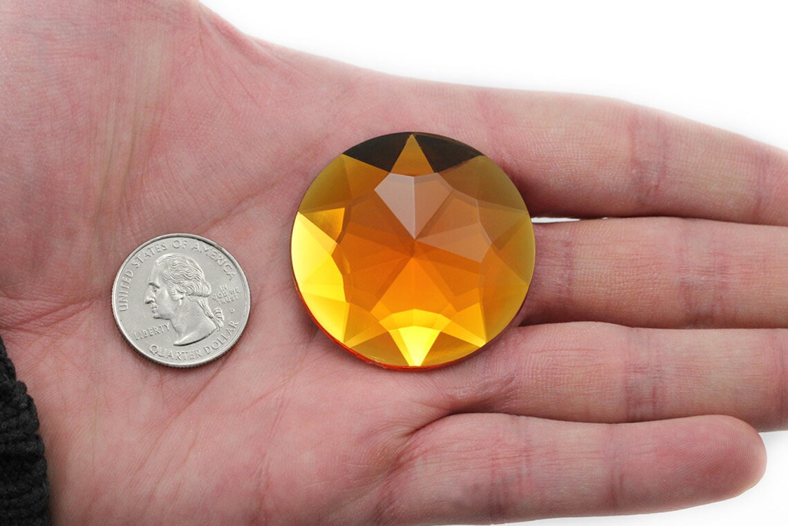 Large Orange Hyacinth Flat Back Round Acrylic Rhinestones Plastic ...
