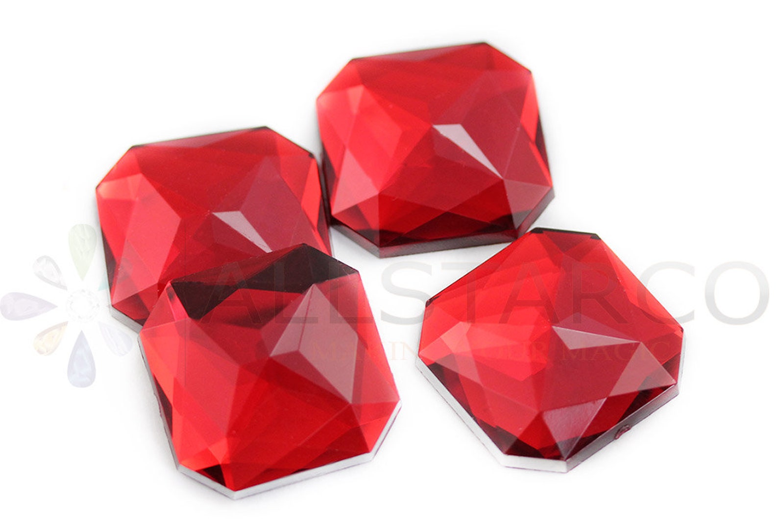 Red Ruby Flat Back Square Acrylic Jewels Rhinestones Craft | Etsy