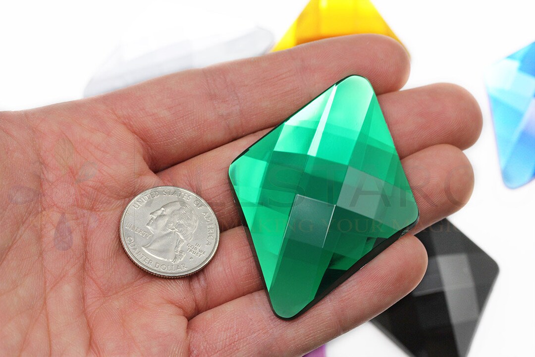 Extra Large Green Emerald Flat Back Diamond Acrylic Rhinestone Plastic ...