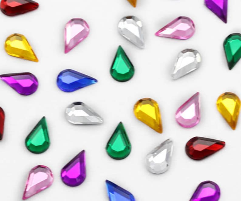 Pink Fuchsia Flat Back Teardrop Acrylic Rhinestones Plastic Gems for ...