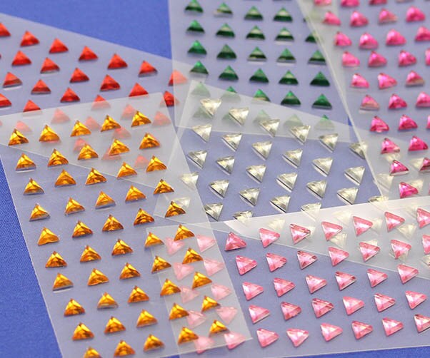250PCS Crystal Clear Acrylic Stick on Triangle Rhinestones Self ...