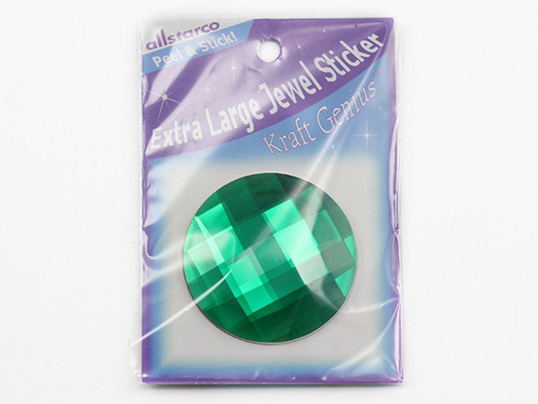 2-3/8" 60mm Green Emerald Extra Large Self Adhesive Round Jewels ...