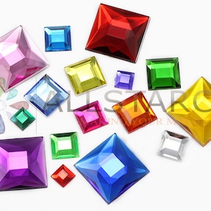 Assorted Colors Flat Back Square Acrylic Jewels Plastic Rhinestones ...
