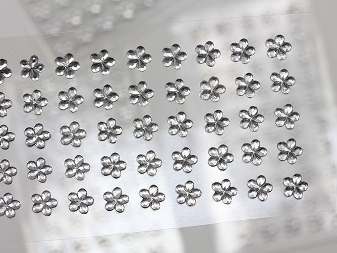 250PCS Crystal Clear Acrylic Stick on Flower Rhinestones Self Adhesive ...