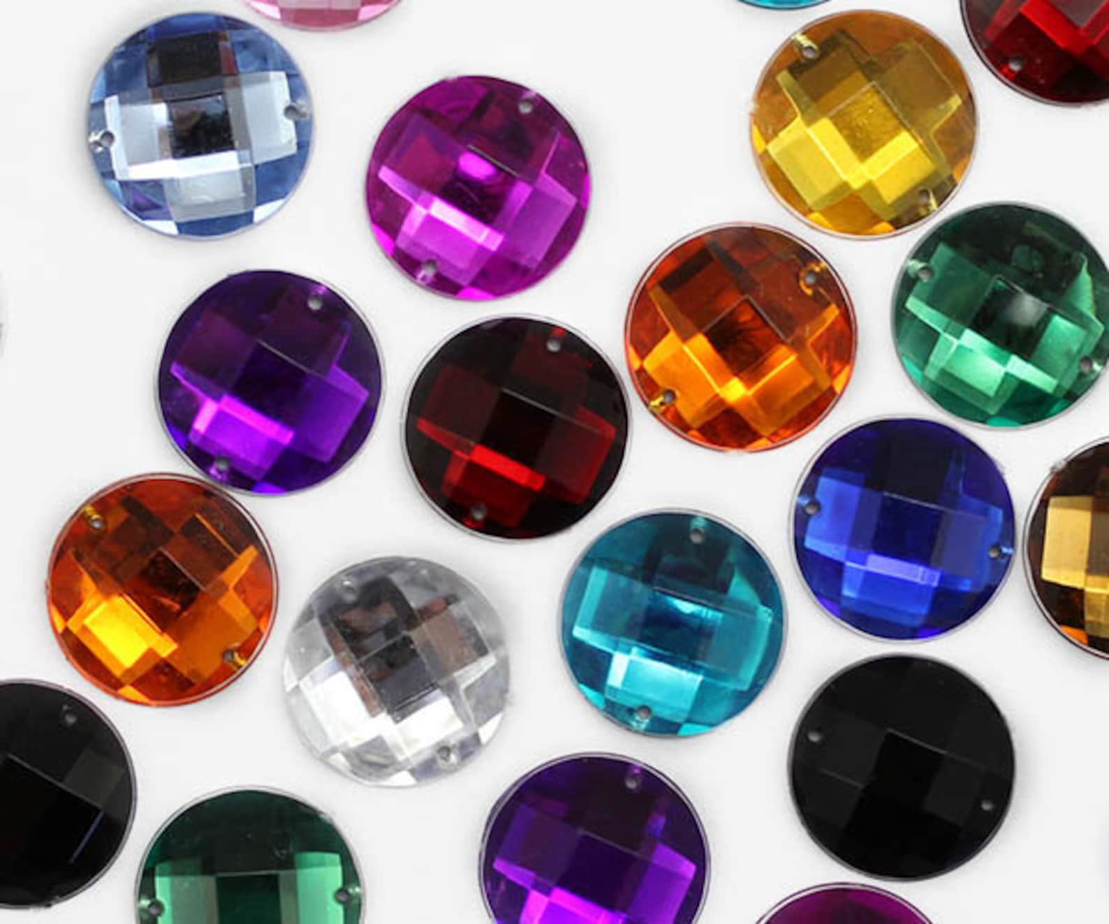 Jet Black CH37 Round Flat Back Loose Acrylic Sew on Beads for Crafts ...