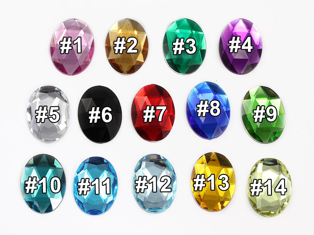 4PCS 40x30mm Large Flat Back Acrylic Oval Jewels Cosplay Embellishments ...