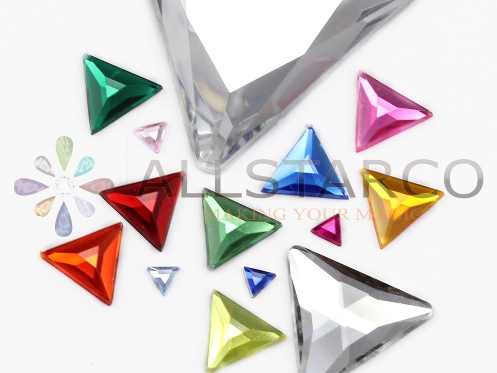 250PCS Crystal Clear Acrylic Stick on Triangle Rhinestones Self ...