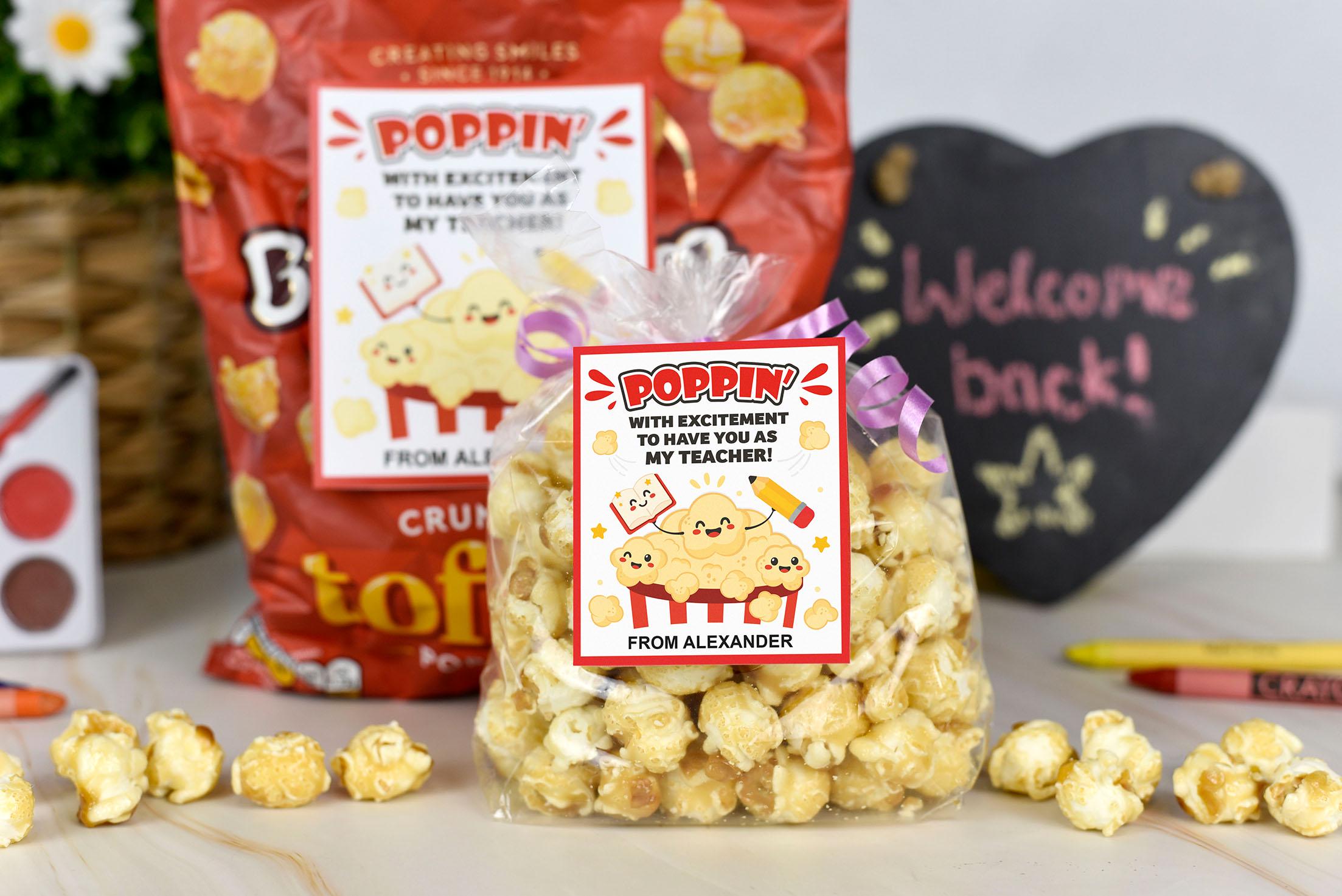 Printable Back to School Popcorn Tag | Teacher Gift | Classroom Gift ...