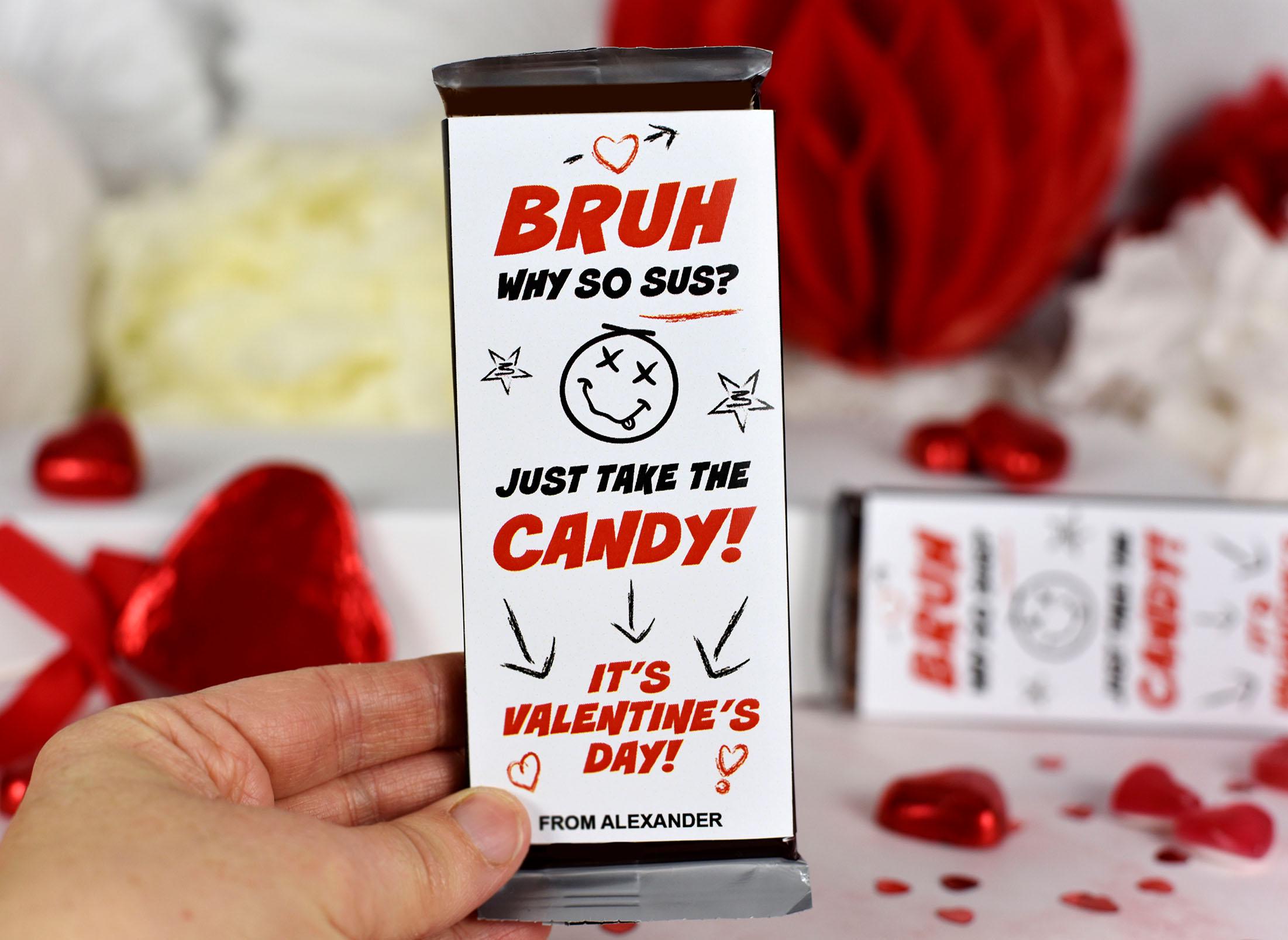 Printable Valentines Candy Bar Wrapper: Bruh Classroom Gift (PDF) - Etsy
