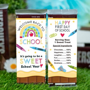 Printable Back to School Chocolate Bar Wrapper Rainbow - Etsy UK