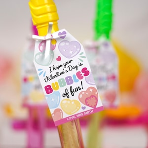 Valentines Bubble Wand Tags | Printable Class Mates Gift | Bubble Wand ...