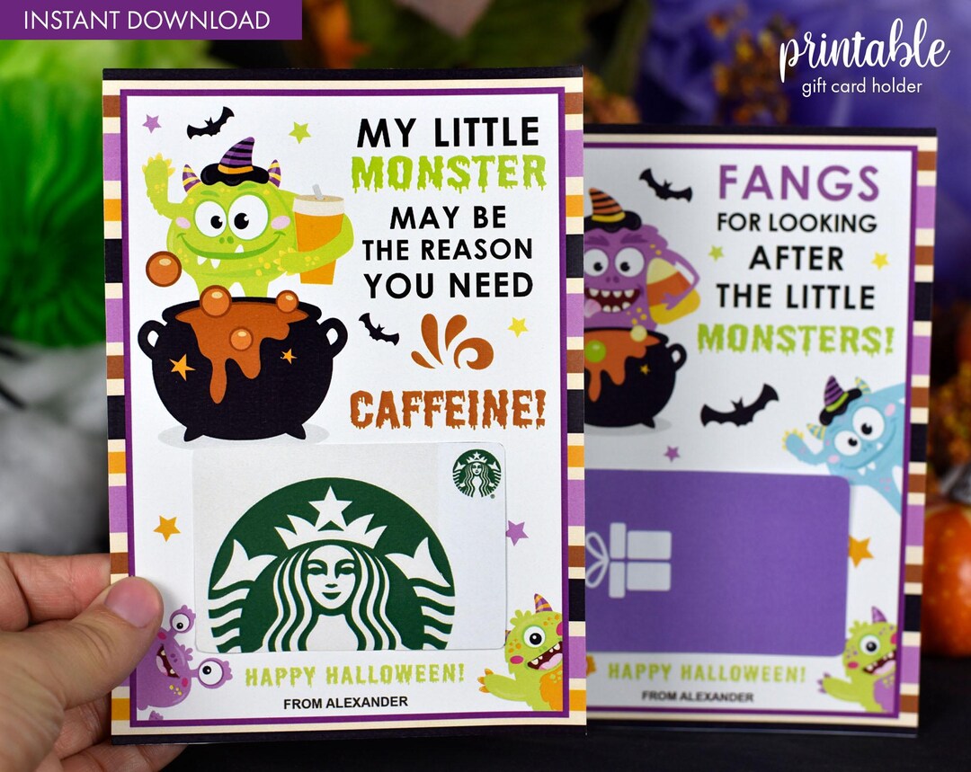 Printable Halloween Coffee Card Holder | Teacher Appreciation Gift ...