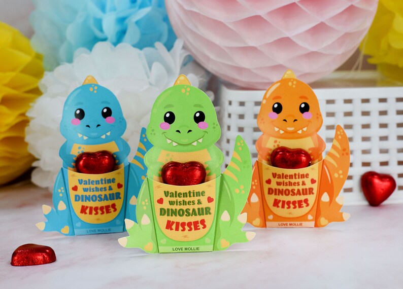 Printable Valentines Dinosaur Chocolate Holder Class Mates - Etsy