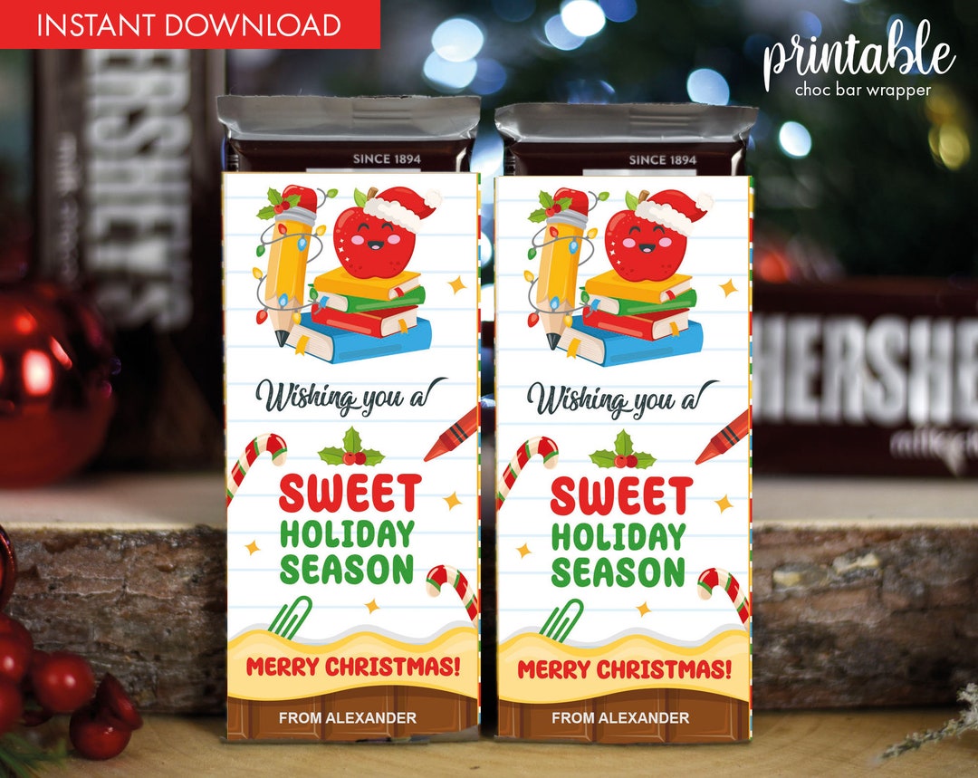 Christmas Teacher Gift Candy Bar Wrapper Christmas Student Gift ...