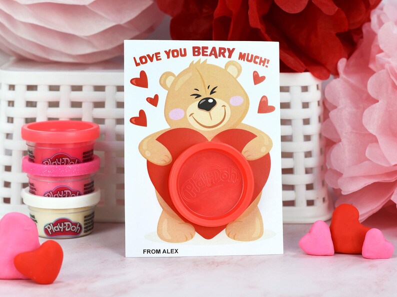 Play Dough Valentines Cards: Printable Classmate Gift, 6 Designs (PDF ...