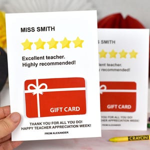 Printable Teacher Appreciation Gift Card Holder | Personalized Teacher ...