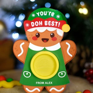 Christmas Play Doh Holder Gingerbread Printable Holiday Class Gifts Non ...