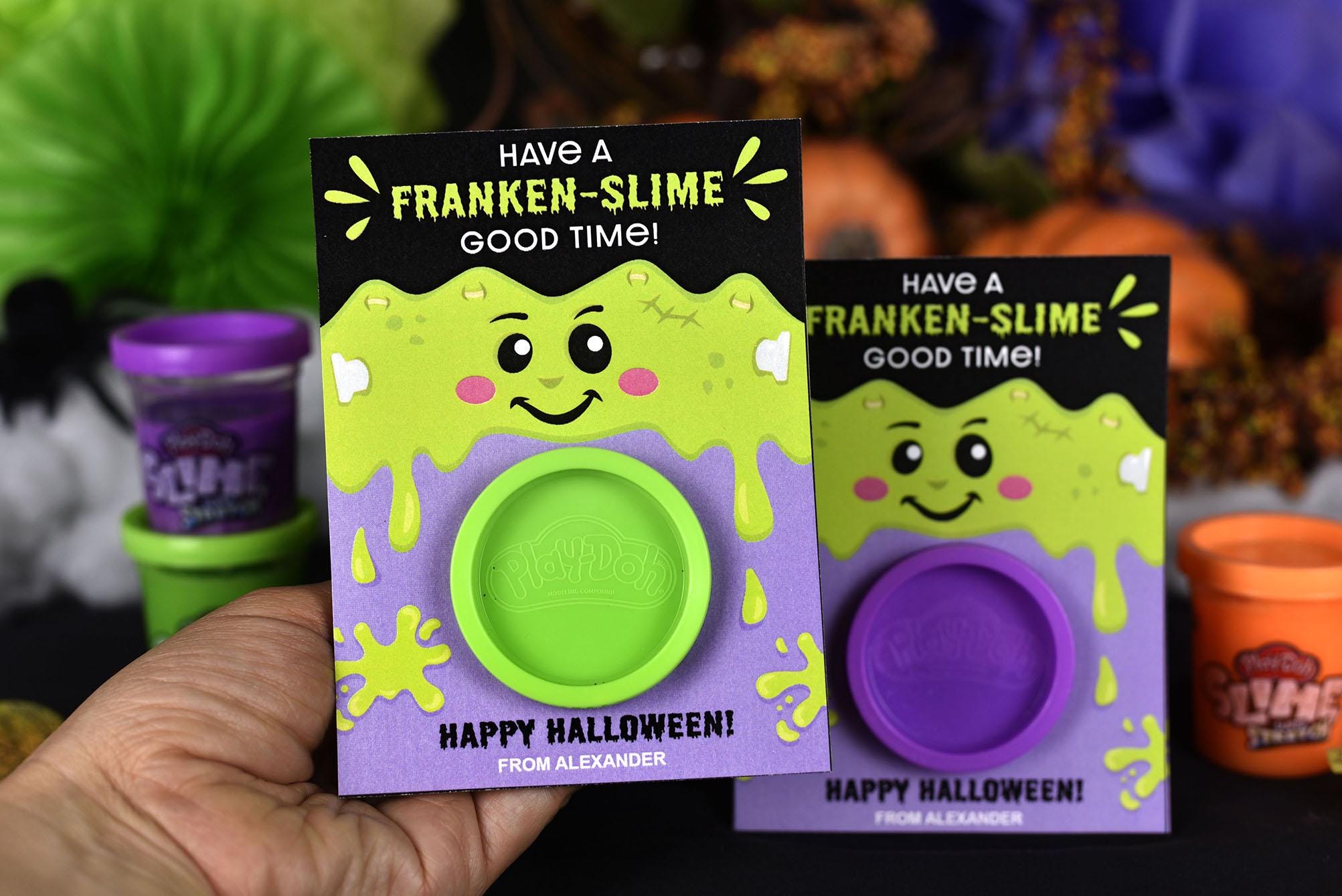 Printable Halloween Slime Holder: Kids Classroom Gift Tag (PDF) - Etsy