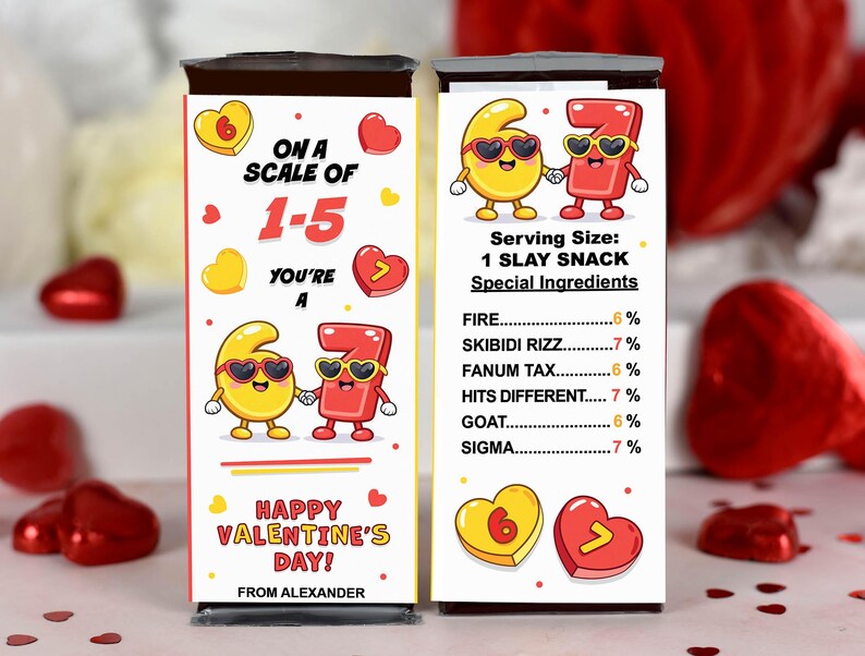 Valentine's Day 67 Candy Bar Wrapper for Kids & Tweens Gen Alpha Slang ...