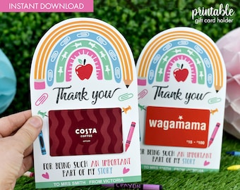 Teacher Appreciation Gift Card Holder Printable, Teacher Thank You Card ...