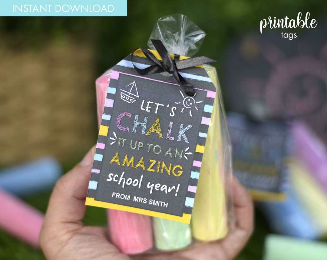 Printable Personalised Chalk Tag | End of Term Gift | Teacher Gift to ...