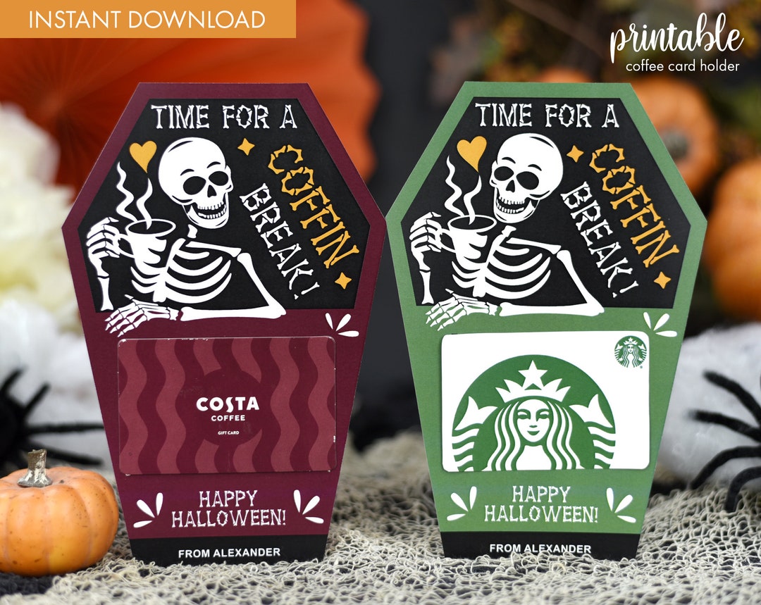 Halloween Coffee Card Holder | Printable Coffee Card Holder | Teacher ...