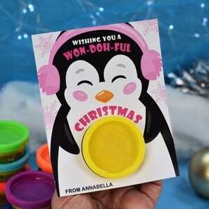 Pink Penguin Christmas Play Doh Gift Card: Printable Class Favor (PDF ...