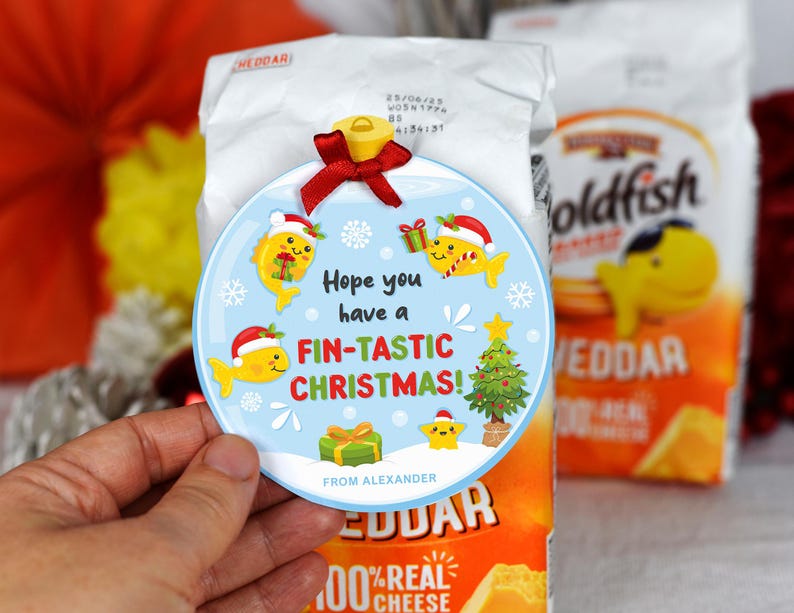 Printable Christmas Fish Gift Tags: Classroom Favor (PDF) - Etsy