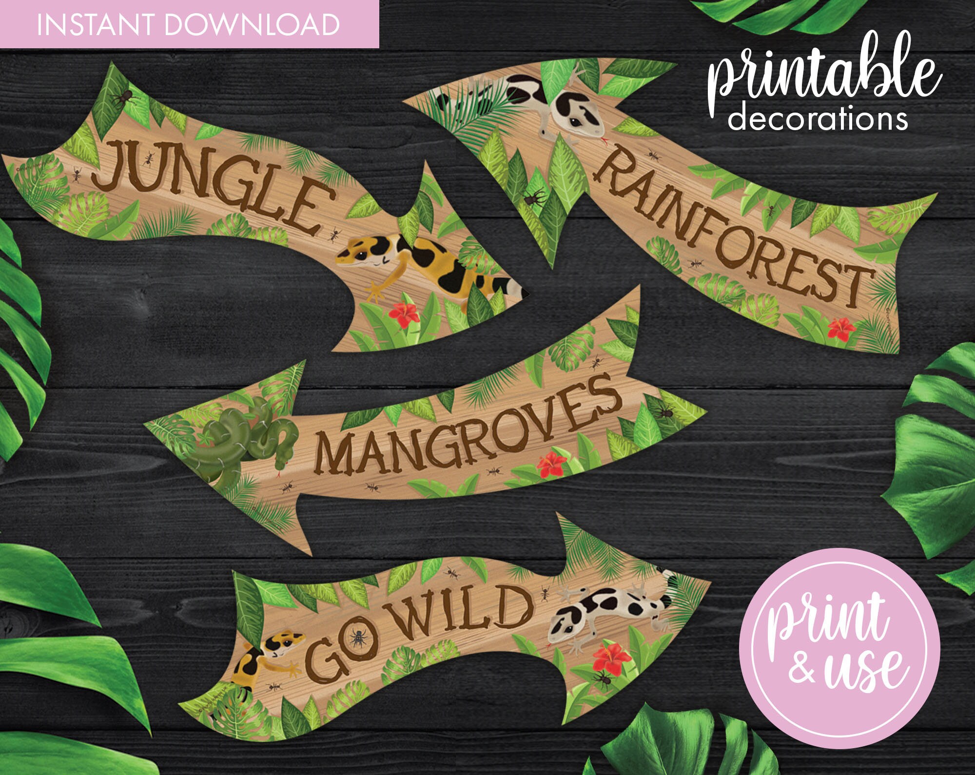 Printable Reptile Party Signs: Jungle Theme Decor (digital Download) - Etsy